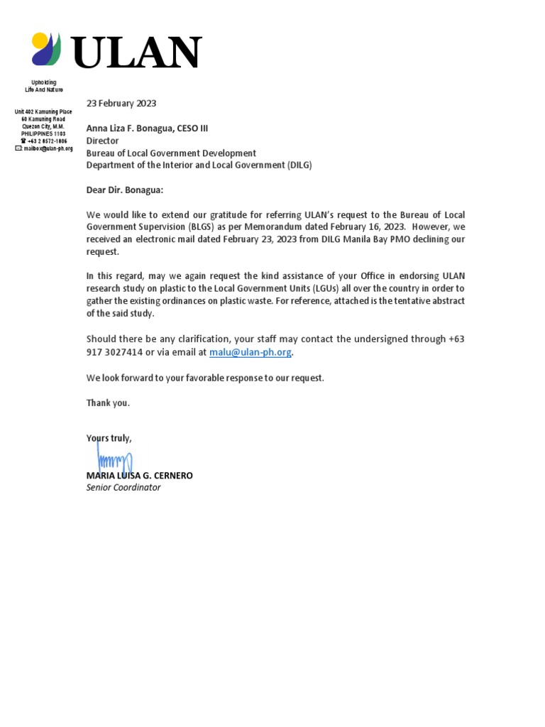 BLGD-DILG - Request For Endorsement | PDF