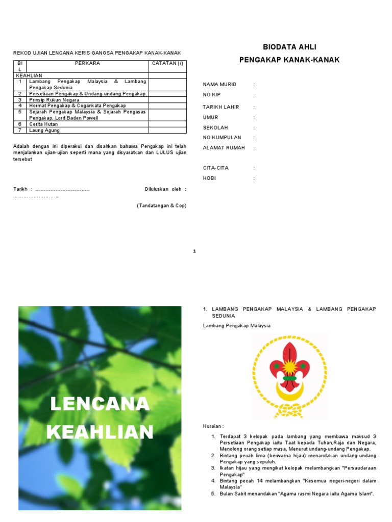 NOTA BUKU LOG Keahlian Dan Lencana Wajib Basikal | PDF