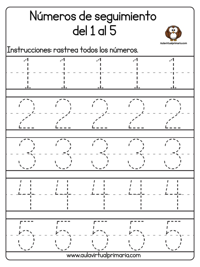 Trazos de Números del 1 al 5 | PDF