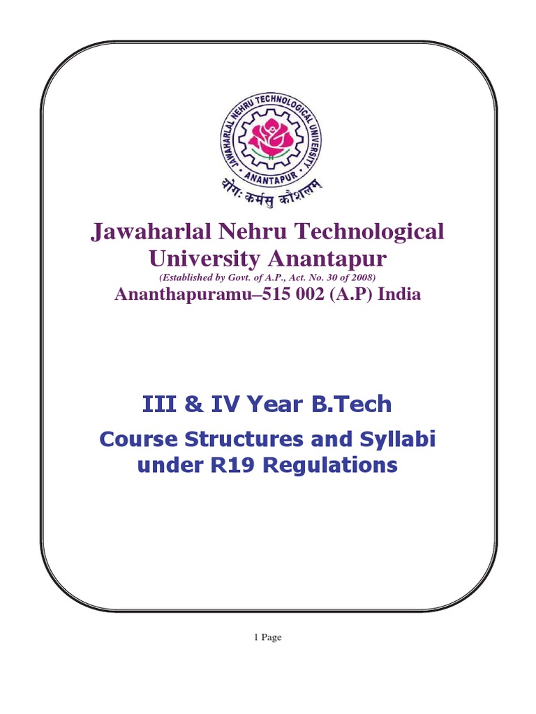Jawaharlal Nehru Technological University Anantapur: III & IV Year B.Tech | PDF | High Voltage ...