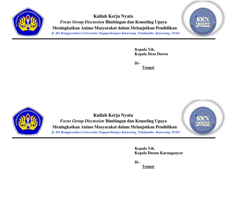 Kop Surat Amplop KKN | PDF