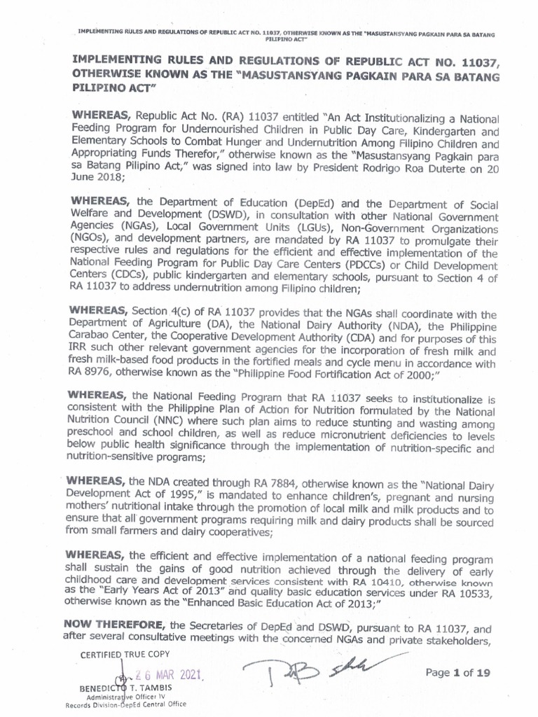 RA 11037 (Irr) | PDF