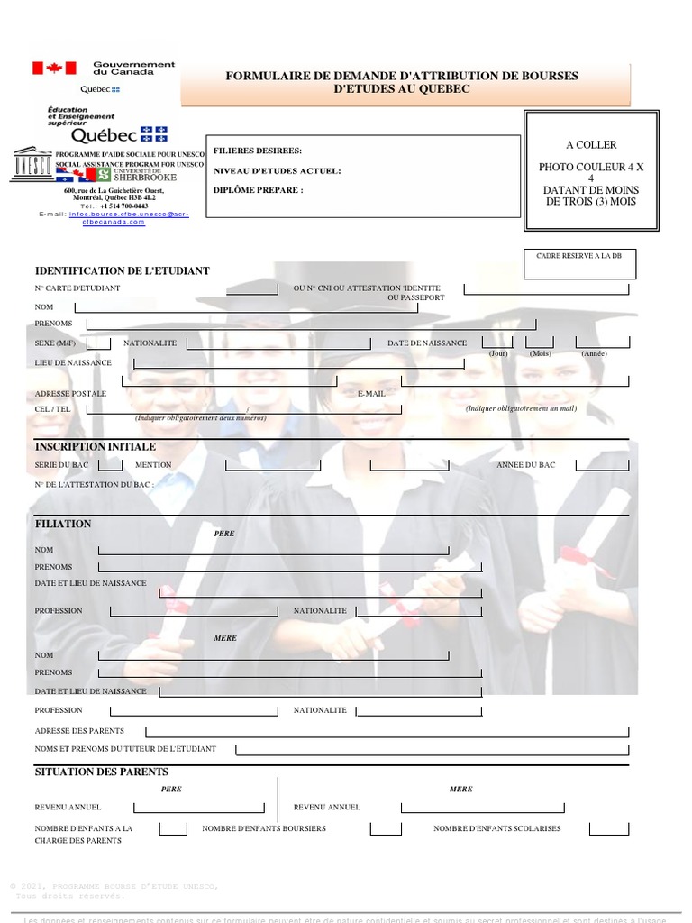 Formulaire Attribution de Bourse 2022 | PDF