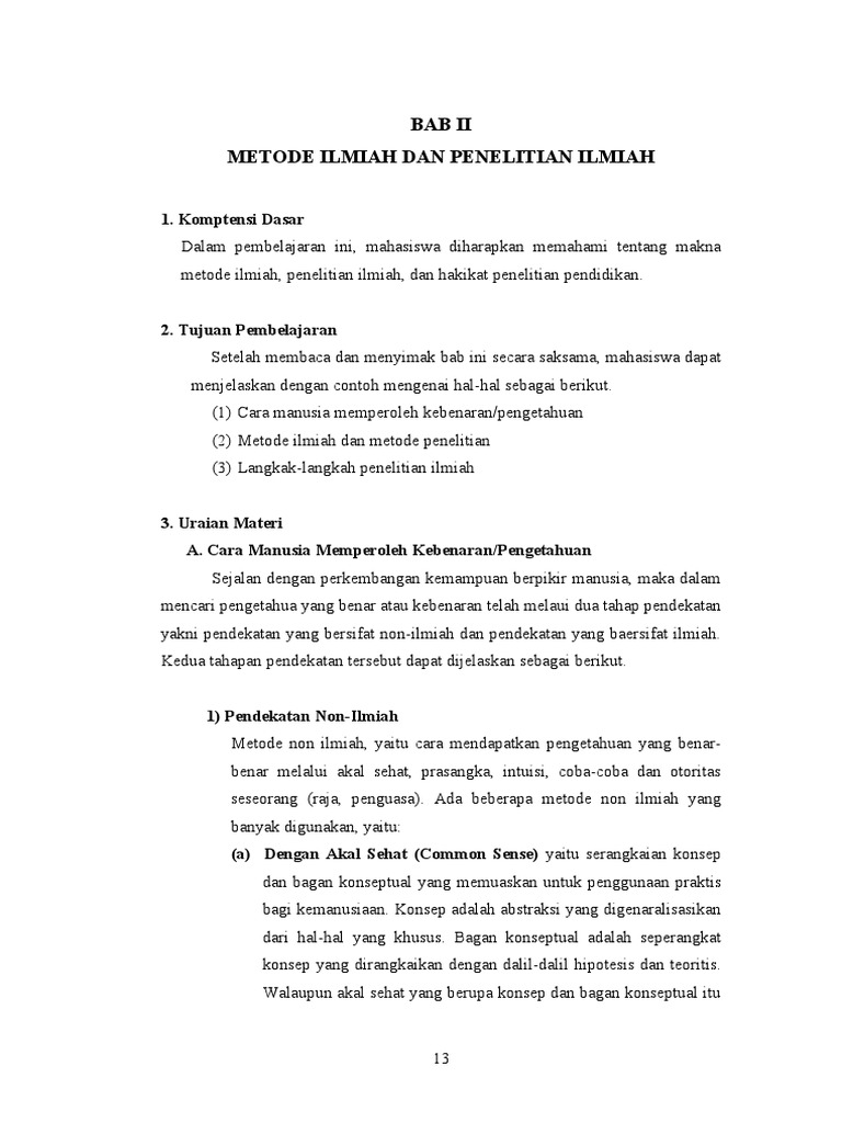 BAB II Metode Ilmiah Dan Penelitian Ilmiah) - 1 | PDF | Karier & Perkembangan | Sains & Matematika