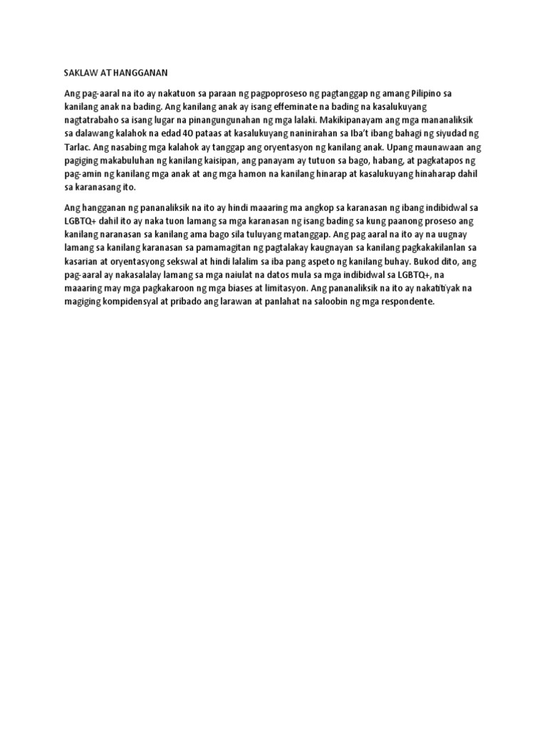 Saklaw at Hangganan | PDF