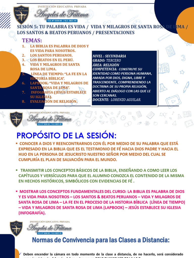 Sesión 5 - Miércoles 07-09-2022 - 3° Secundaria - Religión - Tu Palabra ...
