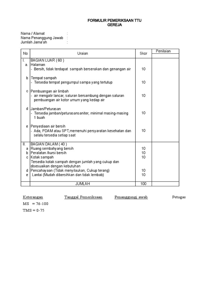 Form TTU Gereja - 1 | PDF