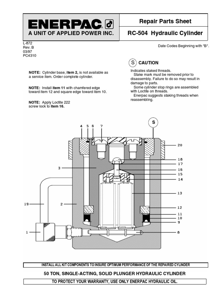 Manuel de Partes y Reparacion Cilindro RC 504 | PDF | Mechanical ...