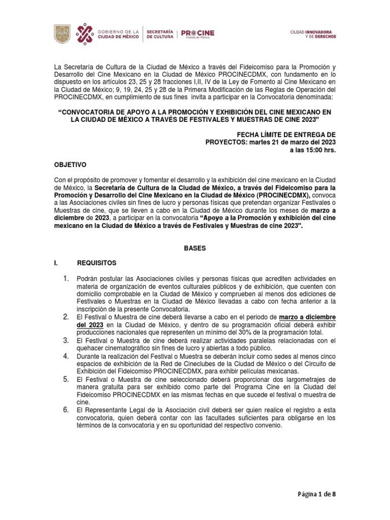 Convocatoria Festivales PROCINE | PDF | México | Ciudad de México