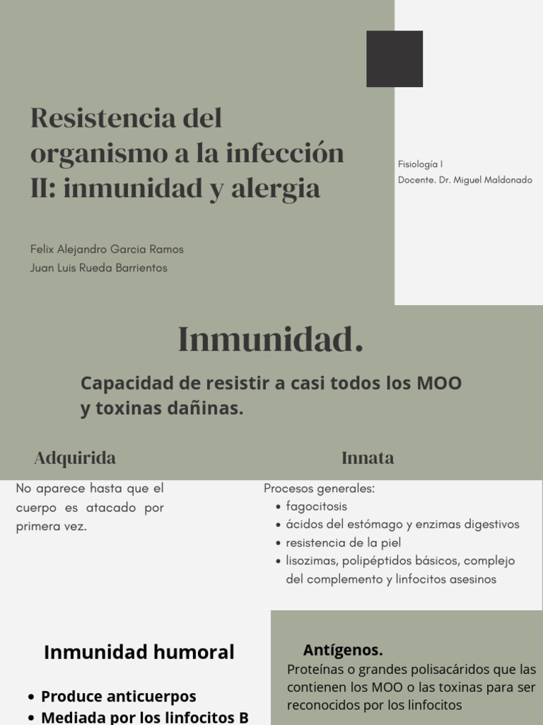 Resistencia Del Organismo A La Infección II: Inmunidad y Alergia | PDF ...