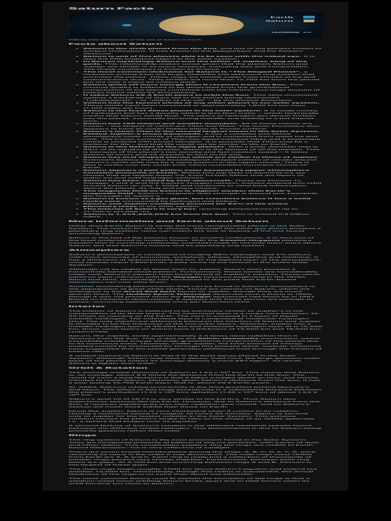 Saturn Facts Interesting Facts About Planet Saturn The Planets | PDF ...