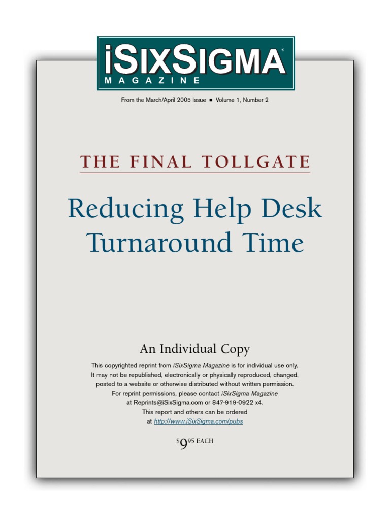 Reducing Help Desk Turnaround Time Project Example - MFT 2005 03 PDF ...