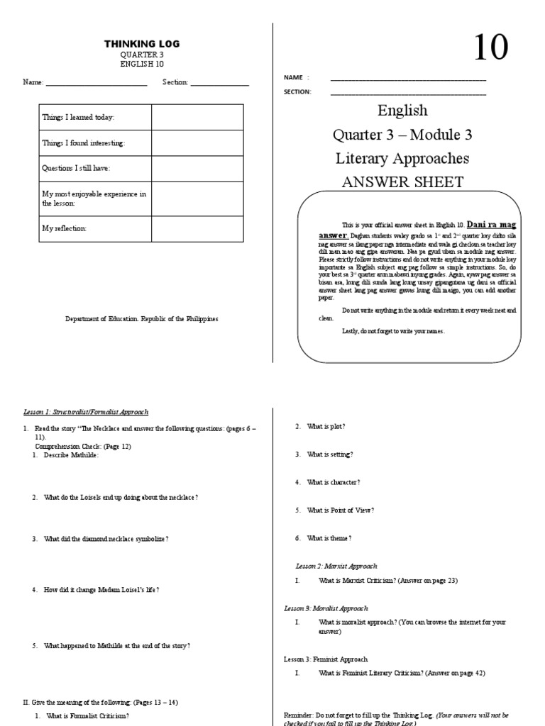 Module3 - q3 - Answer Sheets | PDF