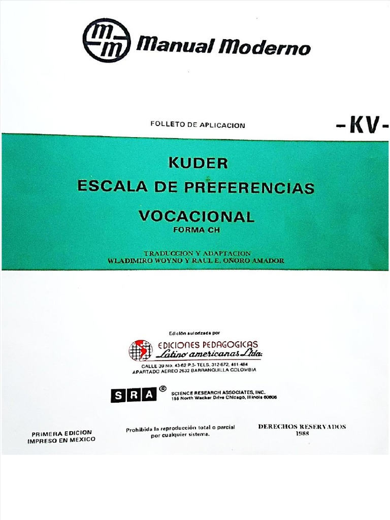 Cuestionario Kuder Manual Moderno | PDF