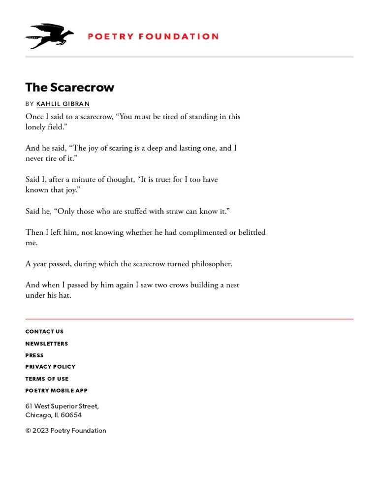 The Scarecrow: Kahlil Gibran | PDF | Young Adult | General Fiction