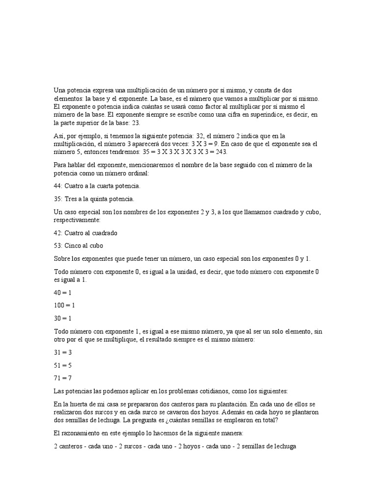 La Potencia | PDF | Exponenciación | Multiplicación