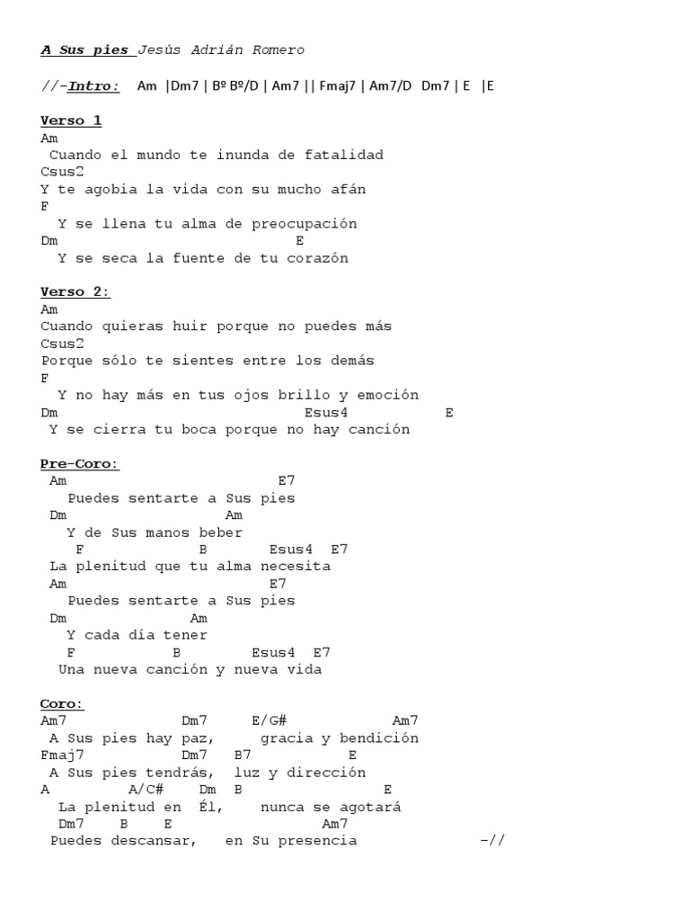 Letra y acordes de "A Sus Pies" | PDF | Artes del Lenguaje y ...
