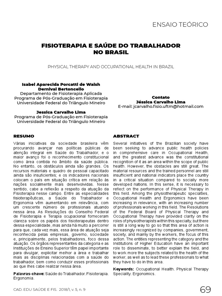 O papel da Fisioterapia na Saúde do Trabalhador no Brasil: desafios e ...
