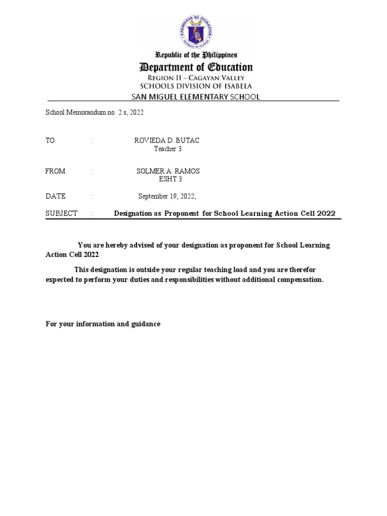 School Memorandum | PDF