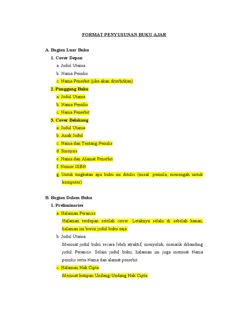 Format Penyusunan Buku Ajar | PDF