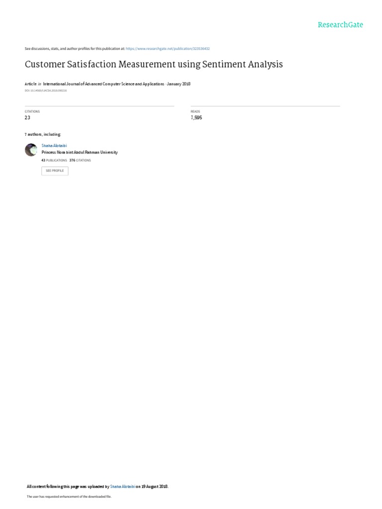 Paper 16-Customer Satisfaction Measurement Using Sentiment | PDF ...