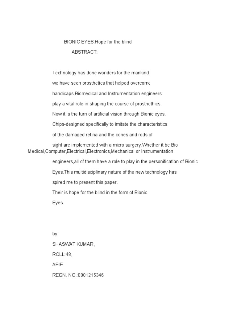 Bionic Eyes | PDF