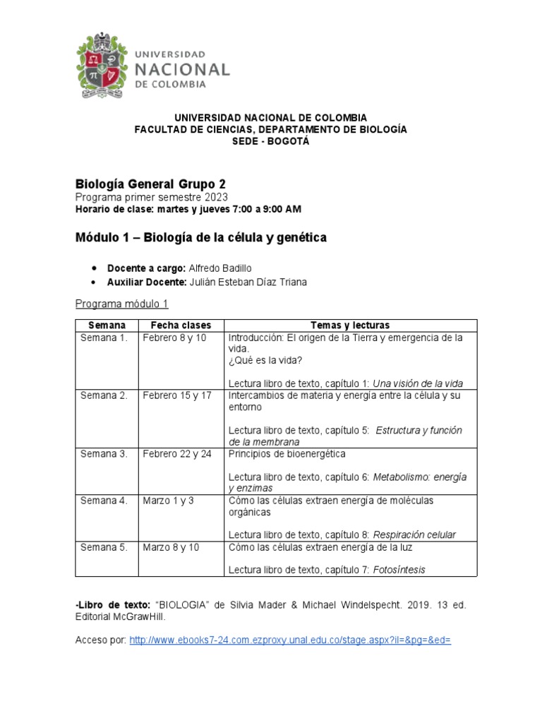 Programa BG-Gr2 (I-2023) - Mod1 | PDF | Ciencia y matemáticas