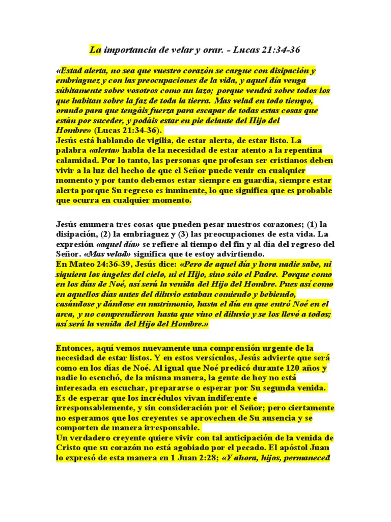 La Importacia de Velar y Orar | PDF | Oración | Jesús