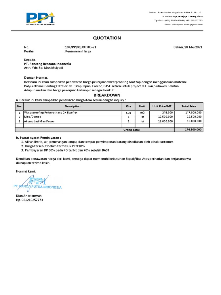 Quotation: Breakdown | PDF