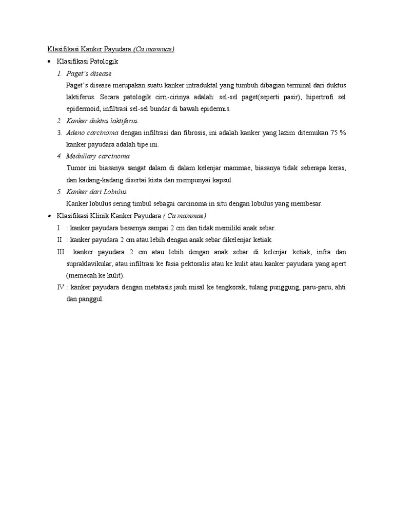 Klasifikasi Kanker Payudara | PDF