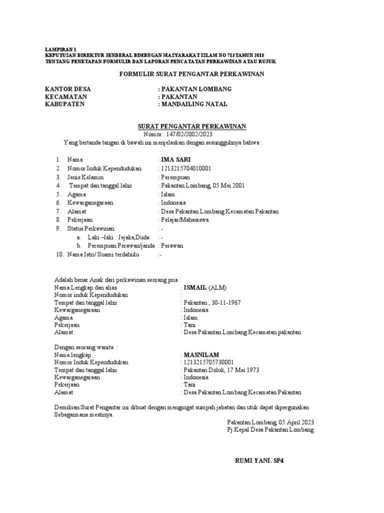 Surat Na Untuk Nikah | PDF