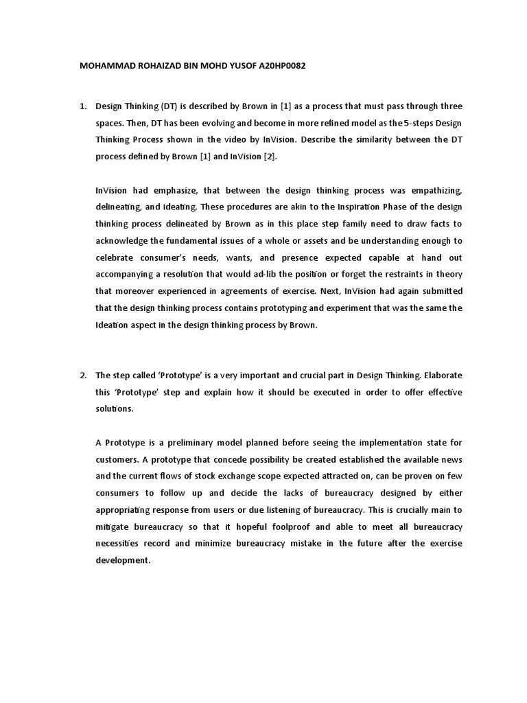 DT Assg Mohammad Rohaizad A20hp0082 | PDF | Design Thinking | Thought