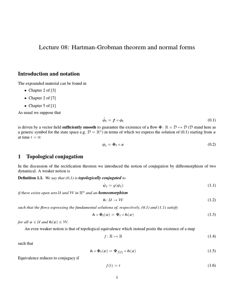 Hartman-Grobman Theorem and Normal Forms | PDF | Derivative ...