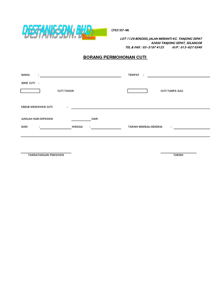 Borang Cuti Pdf