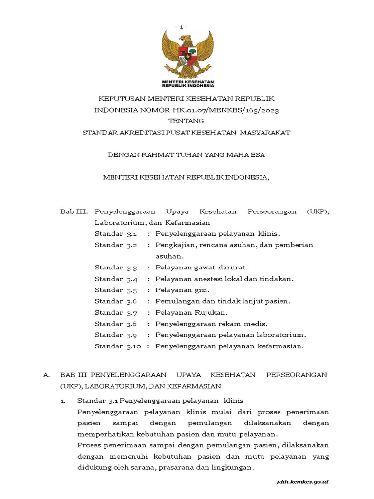 Standar Akreditasi Bab III UKP | PDF