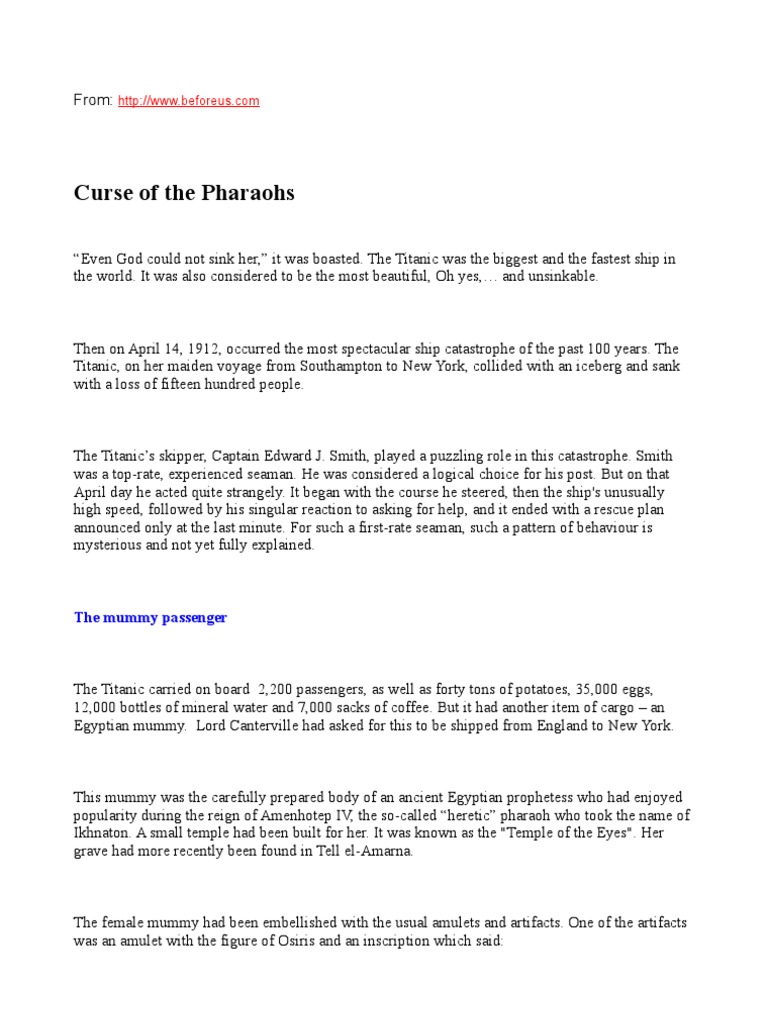 Curse of The Pharaohs | PDF | Tutankhamun | Radioactive Decay