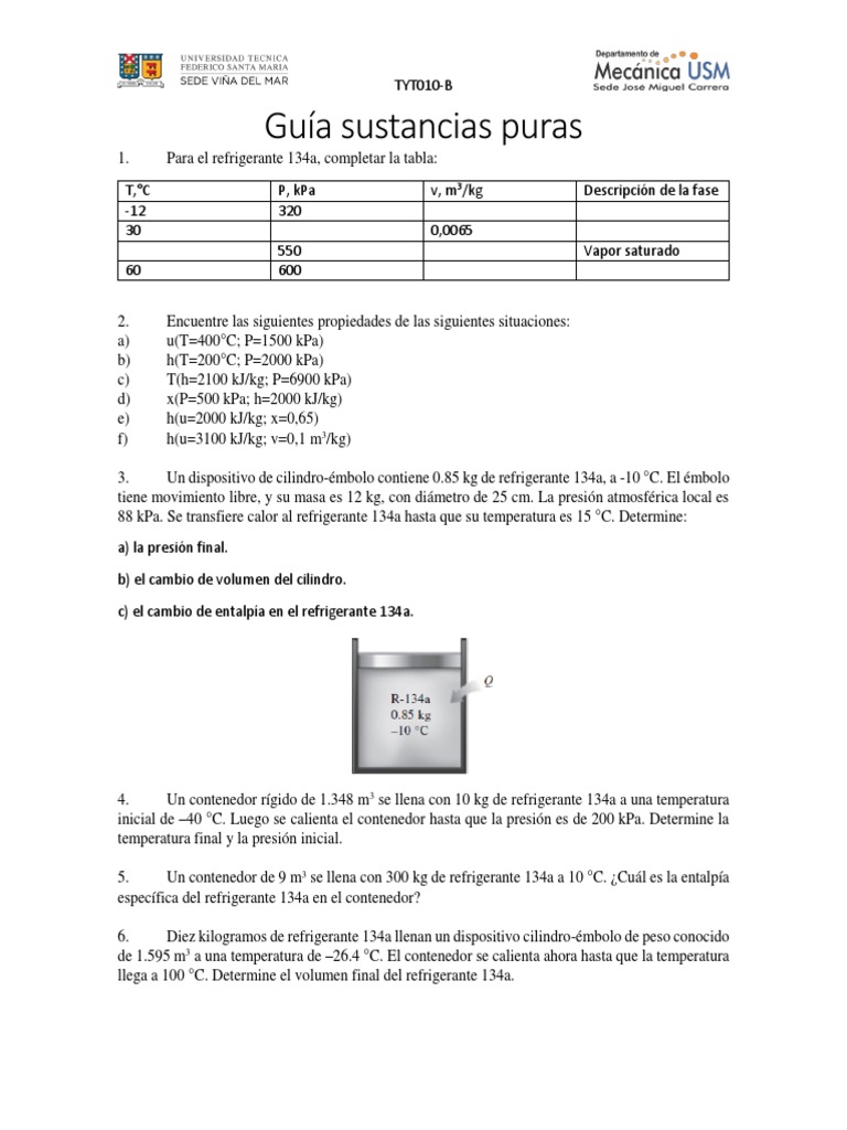 Guía Sustancias Puras | PDF | Presión | Gases