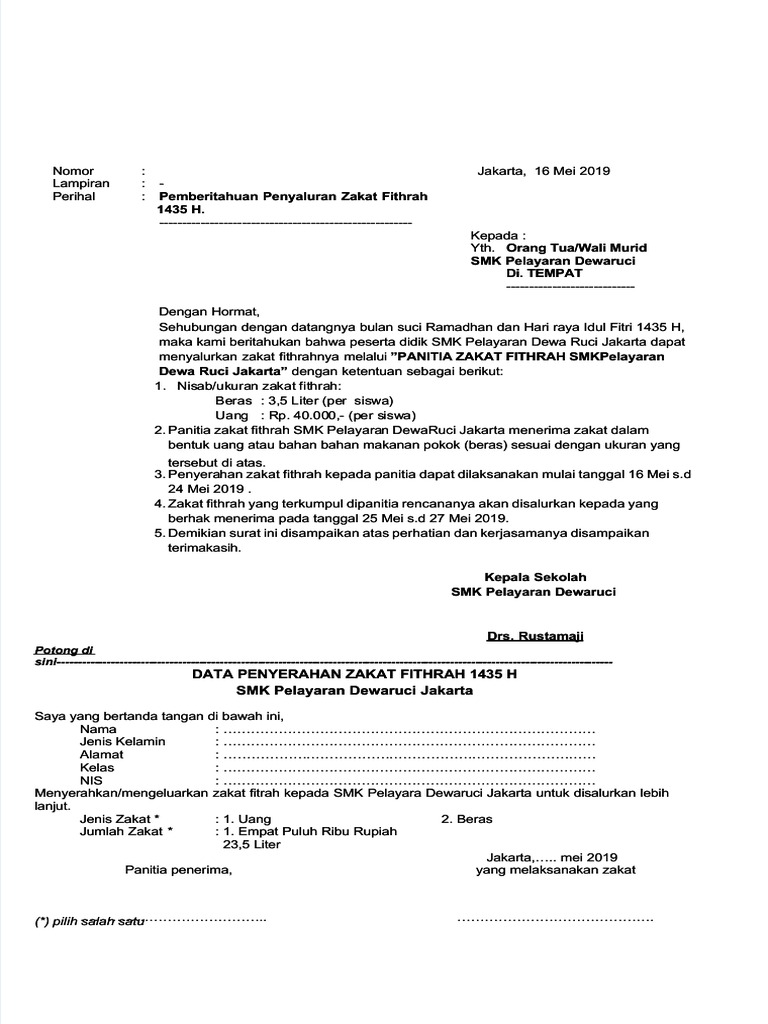 PDF Contoh Surat Edaran Zakat Fitrah - Compress | PDF