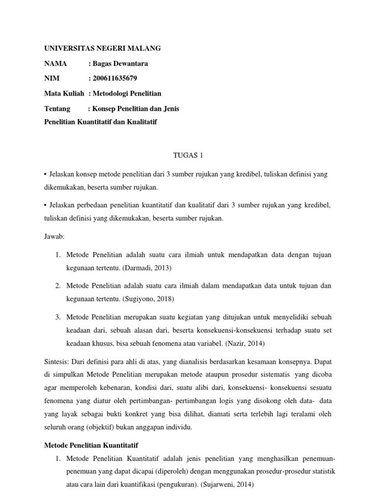 Konsep Penelitian Dan Jenis Penelitian Kuantitatif Dan Kualitatif | PDF