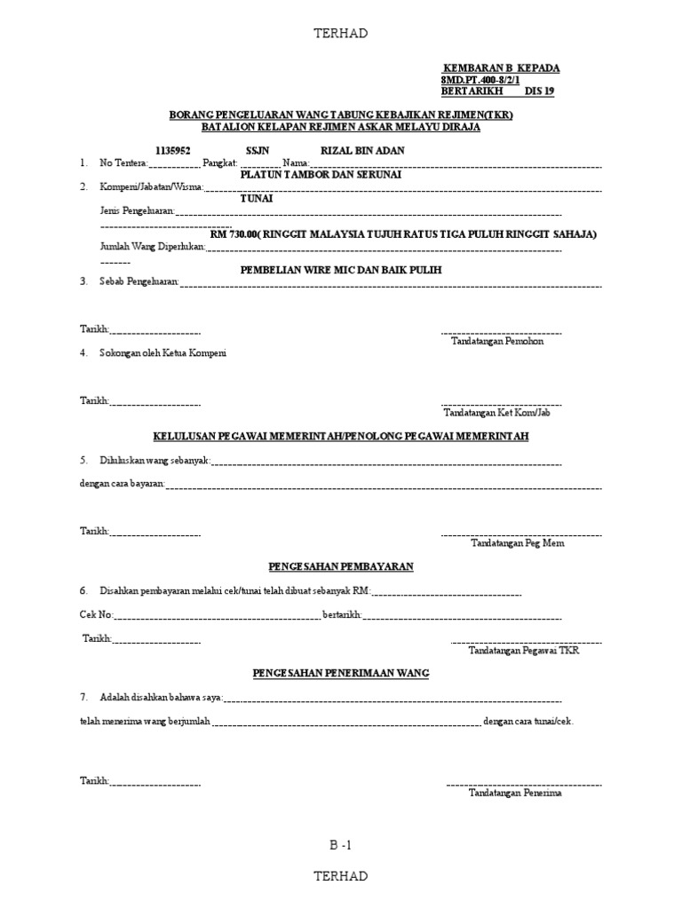 Borang Pengeluaran | PDF