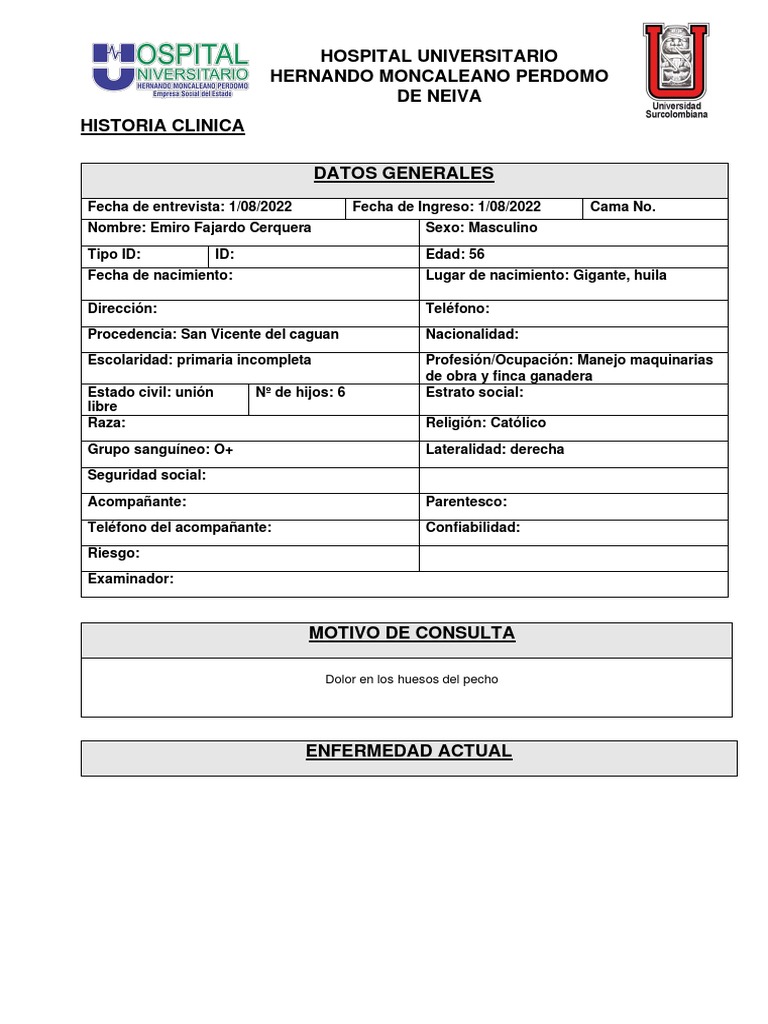 FORMATO HC PPP | PDF | Fisiología | Medicina