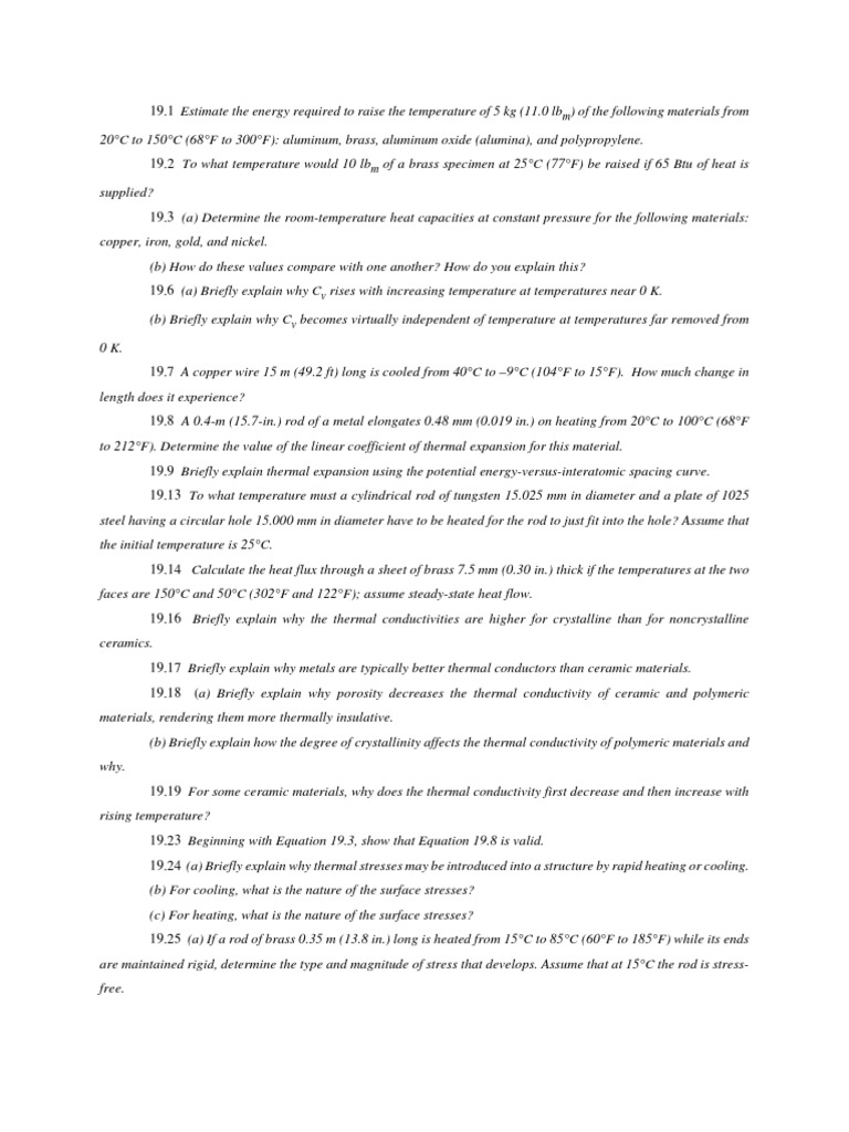 Thermal Properties of Materials: Temperature Changes, Heat Transfer, Thermal Expansion and ...