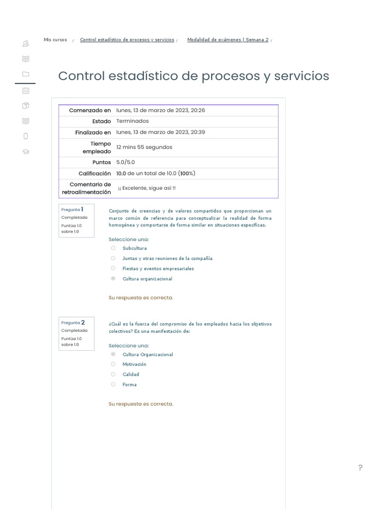 Control Estadístico de Procesos y Servicios - Semana 2 | PDF | Cultura organizacional