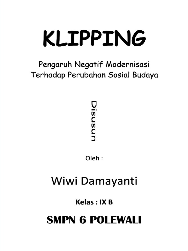 PDF Klipping Pengaruh Negatif Modernisasi Terhadap Perubahan Sosial Budaya - Compress | PDF