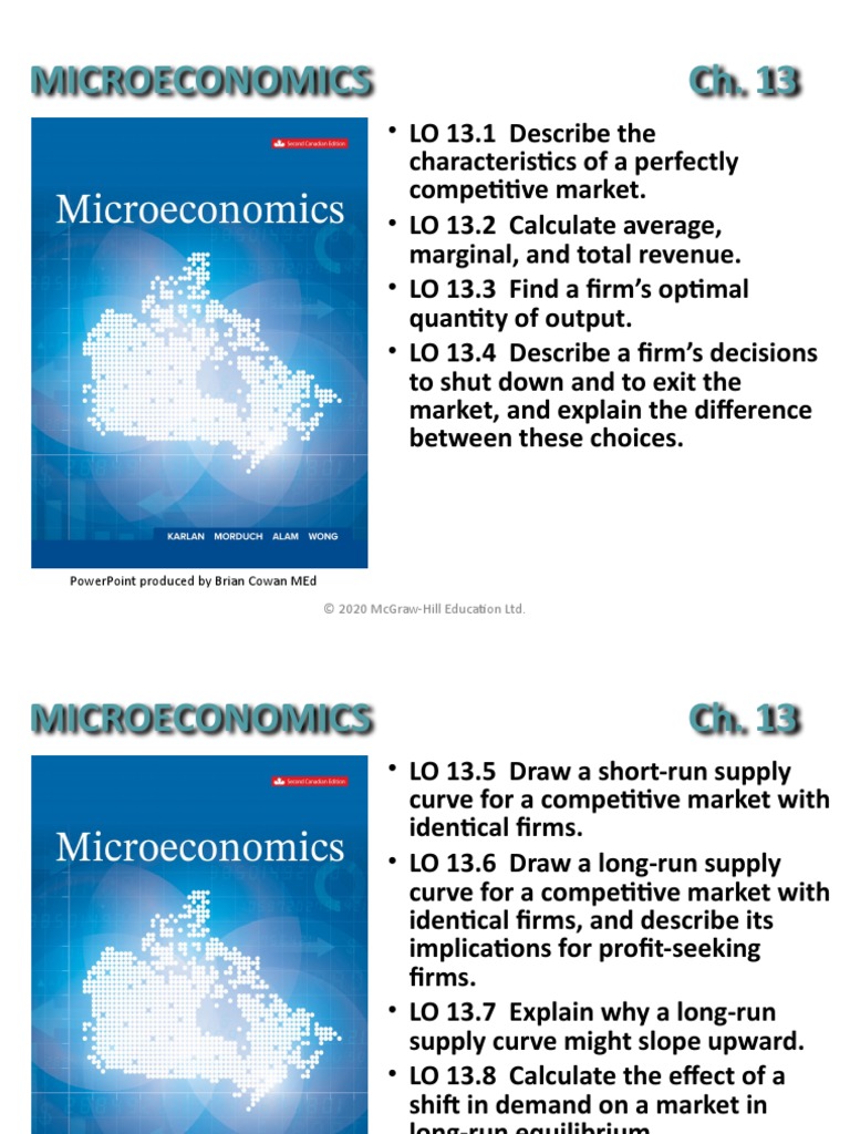 Karlan Microeconomics 2ce - Ch. 13 | PDF | Perfect Competition | Supply (Economics)