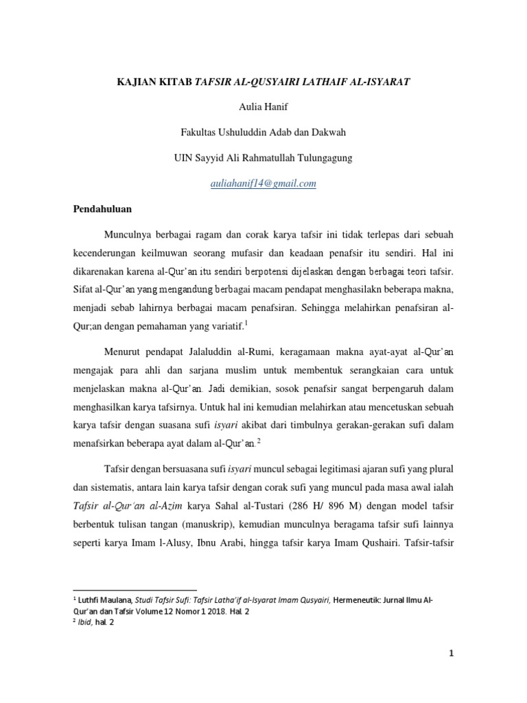 Kajian Kitab Tafsir Al-Qushairi Lathaif Al Isyarat | PDF | Agama ...