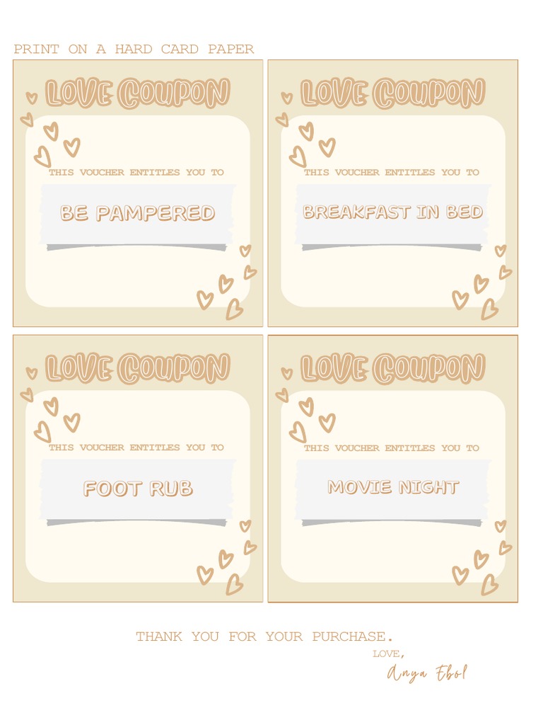 Creative Love Coupons Collection | PDF | Cuisine | Food And Drink