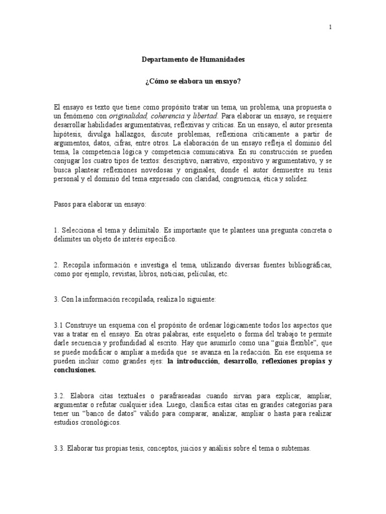 Guia para Ensayos | PDF | Ensayos | Bibliografía