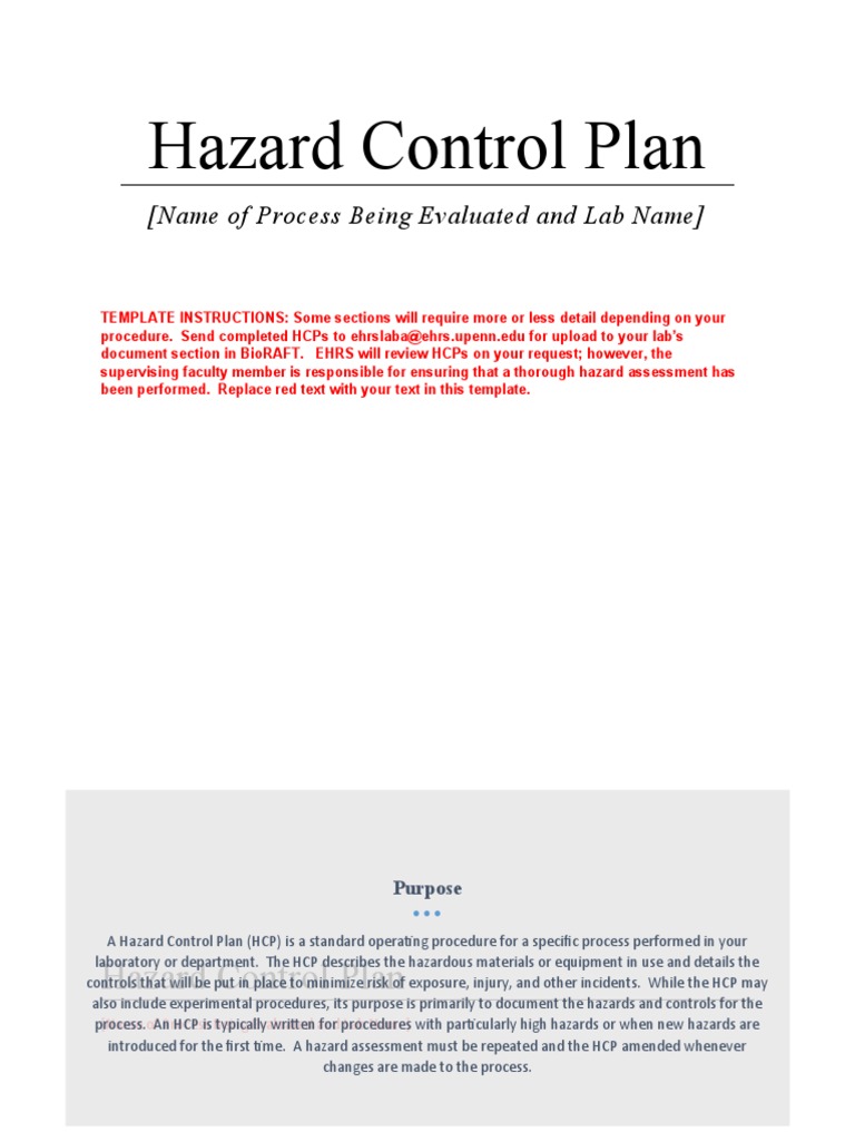 Hazard Control Plan Template 2020 | PDF | Hazards | Laboratories