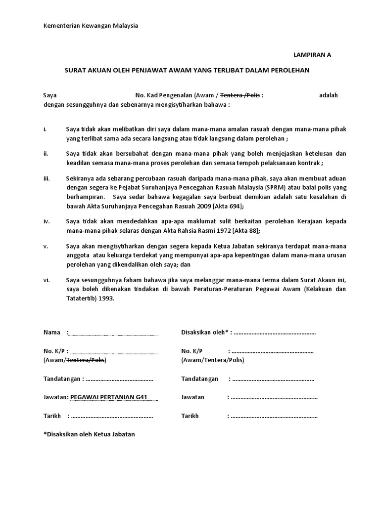 Integriti Pact A B C-Contoh | PDF